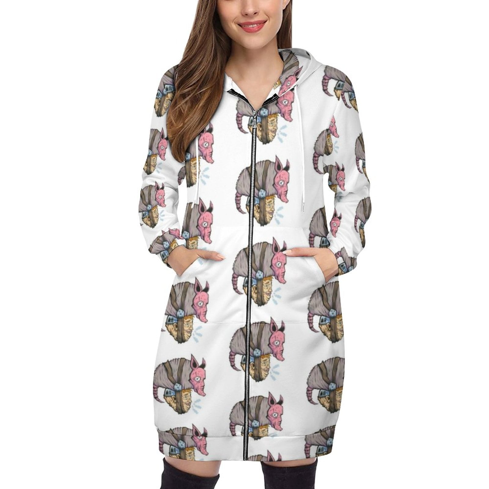 Bazooka Tooth Hooded Sweatshirt Men And Women Print Pullovers ...