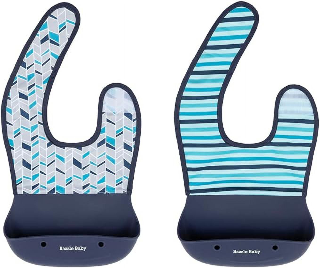 Bazzle Baby Silicone Bib Set with Food Catcher - Waterproof, Roll Up ...