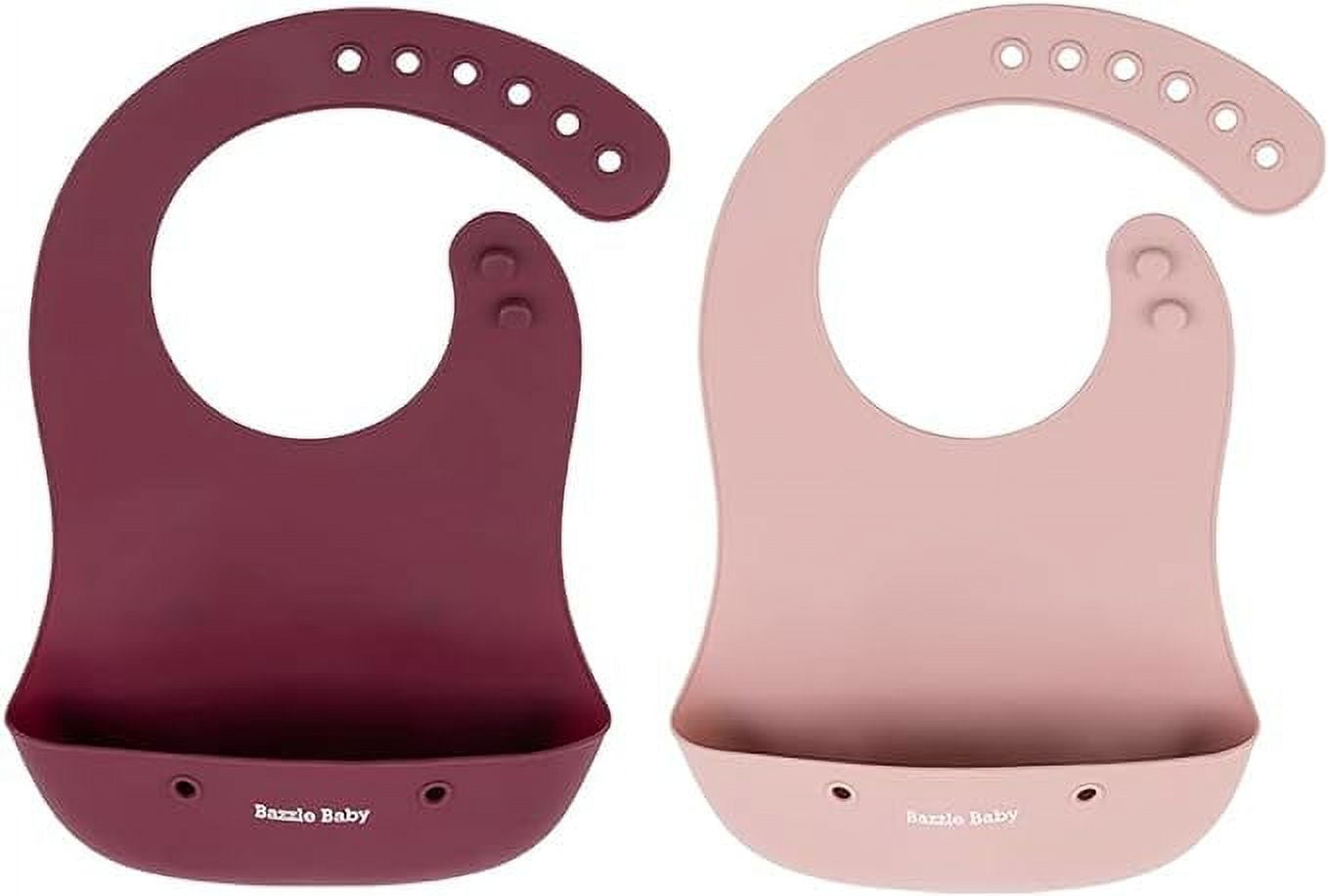 Bazzle Baby Silicone Bib for Baby with Food Catcher - Waterproof Roll ...