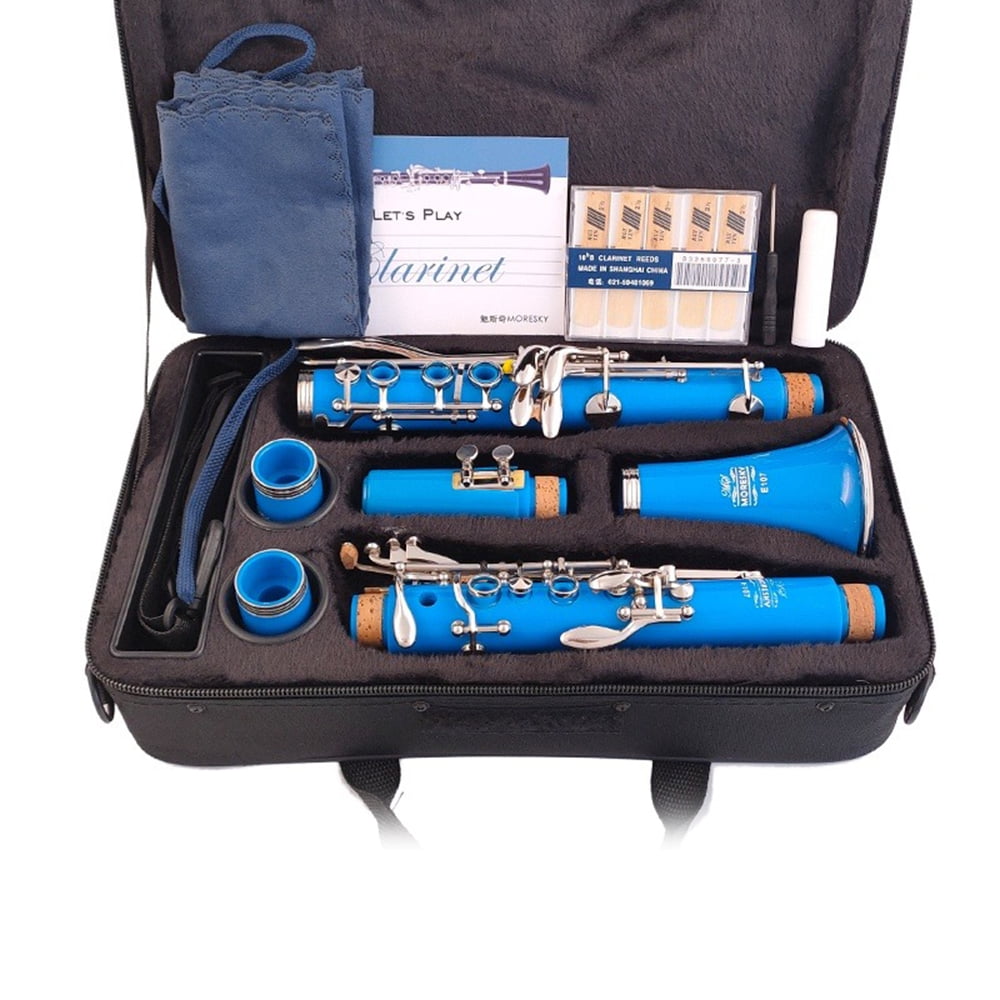 Bb Clarinet 17 Keys Sib Klarnet Wathet Blue Clarinete E107 - Walmart.com