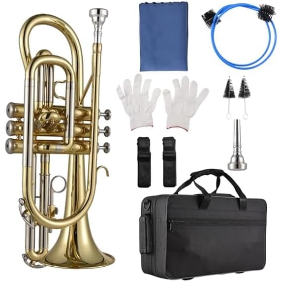 Bb Cornet Brass Instrument Surface Paint Gold Professional Brass Cornet ...