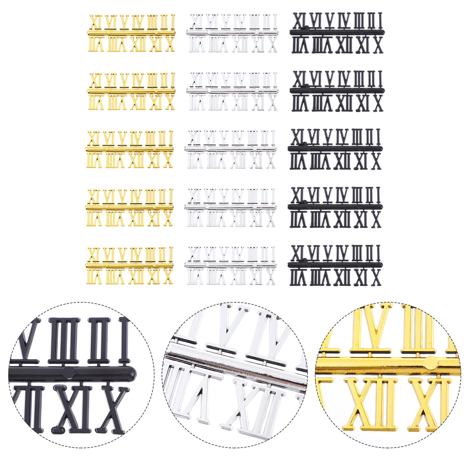 PBPBOX Clock DIY Numerals Golden Plastic 15 Sets 5.2X2.2X0.08In ...