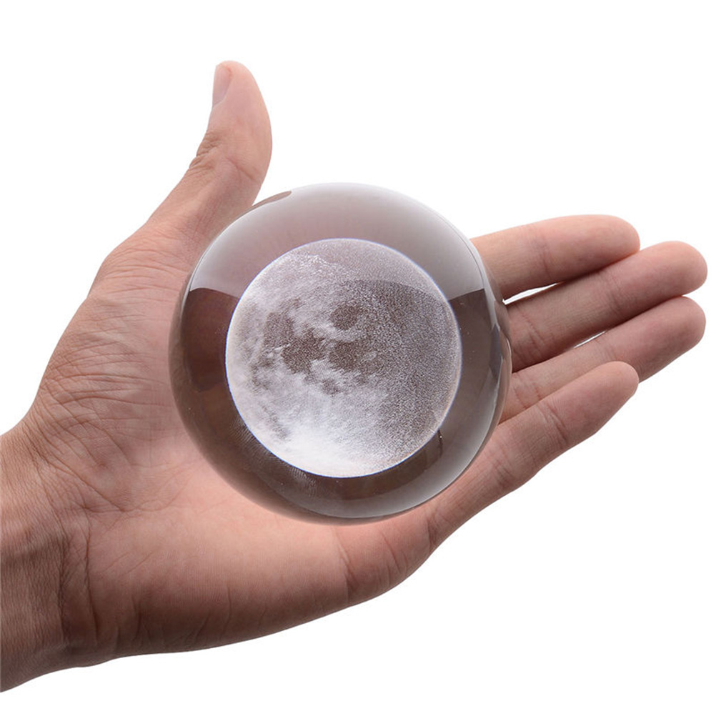 Bbanquetan 3D Moon Crystal Ball Clear Planet Educational Ball Cosmic ...