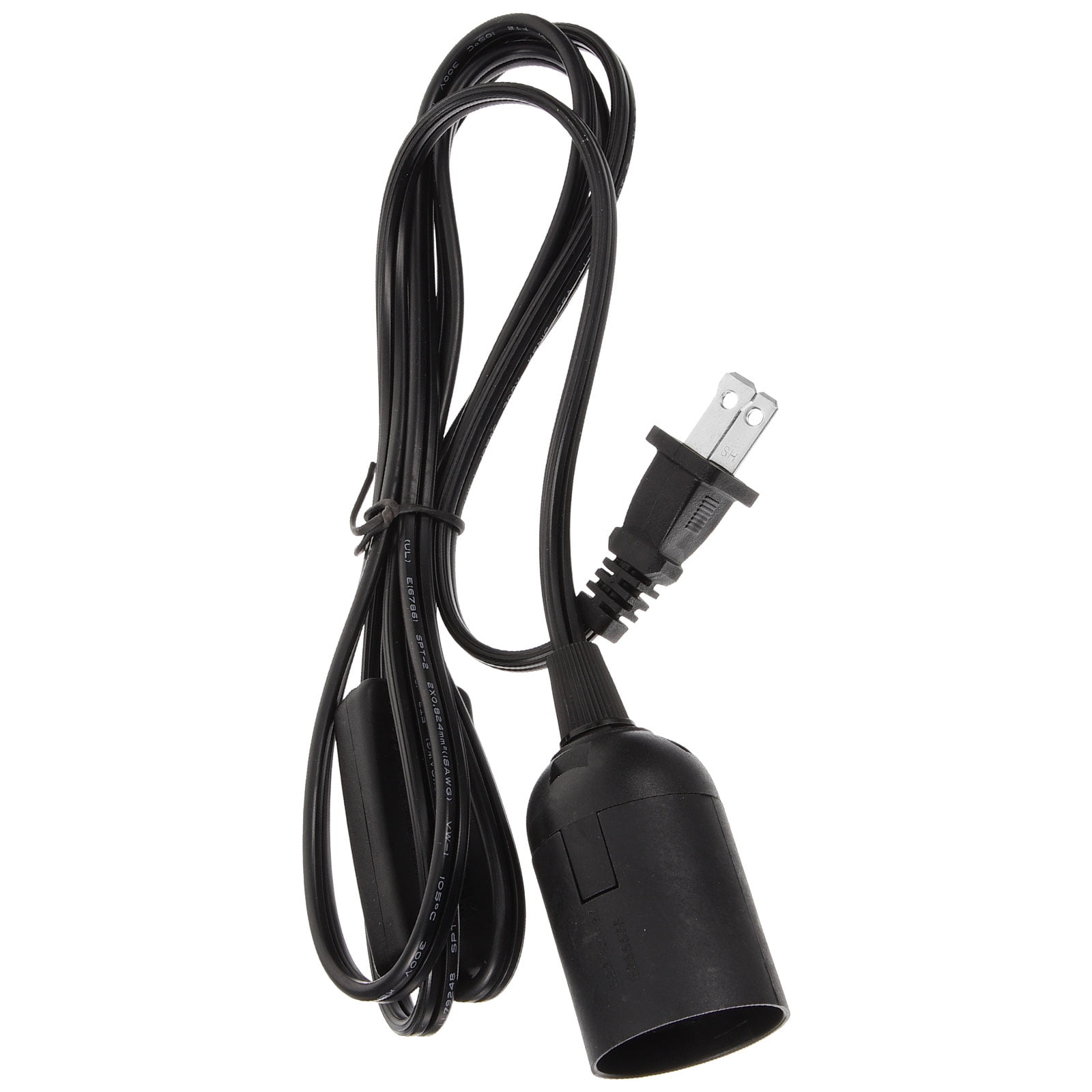 PBPBOX Black Hanging Light Socket with Cord and Switch for Lamp Plastic ...