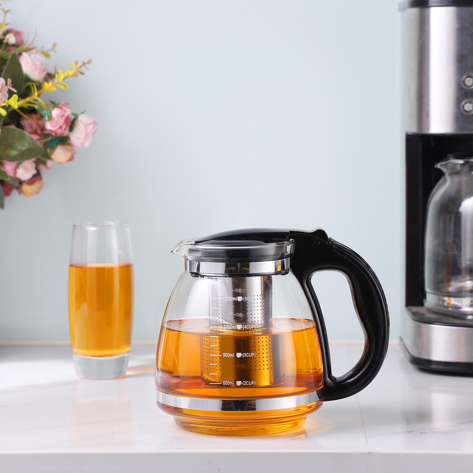 Bbanquetan Tea Infuser Glass Teapots with Infuser Tea Kettle Microwave ...