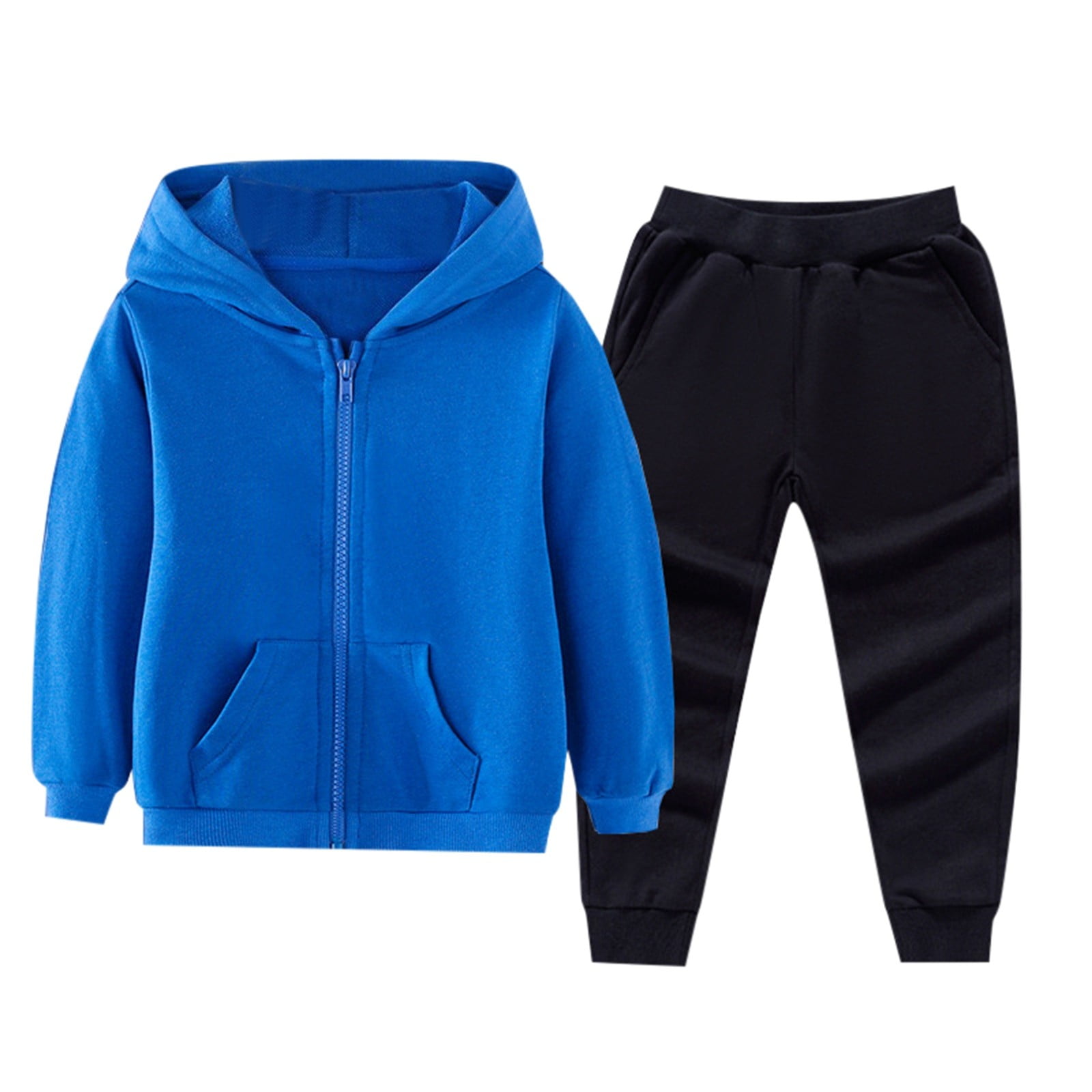Bbay Boys Girls 2 Pieces Sweatsuit Sets Solid Long Sleeve Full Zip ...