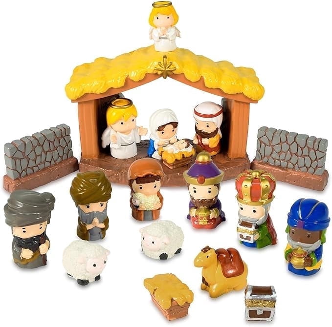Bbiamsleep 19 Pcs Little People Nativity Set Christmas Nativity Scene ...