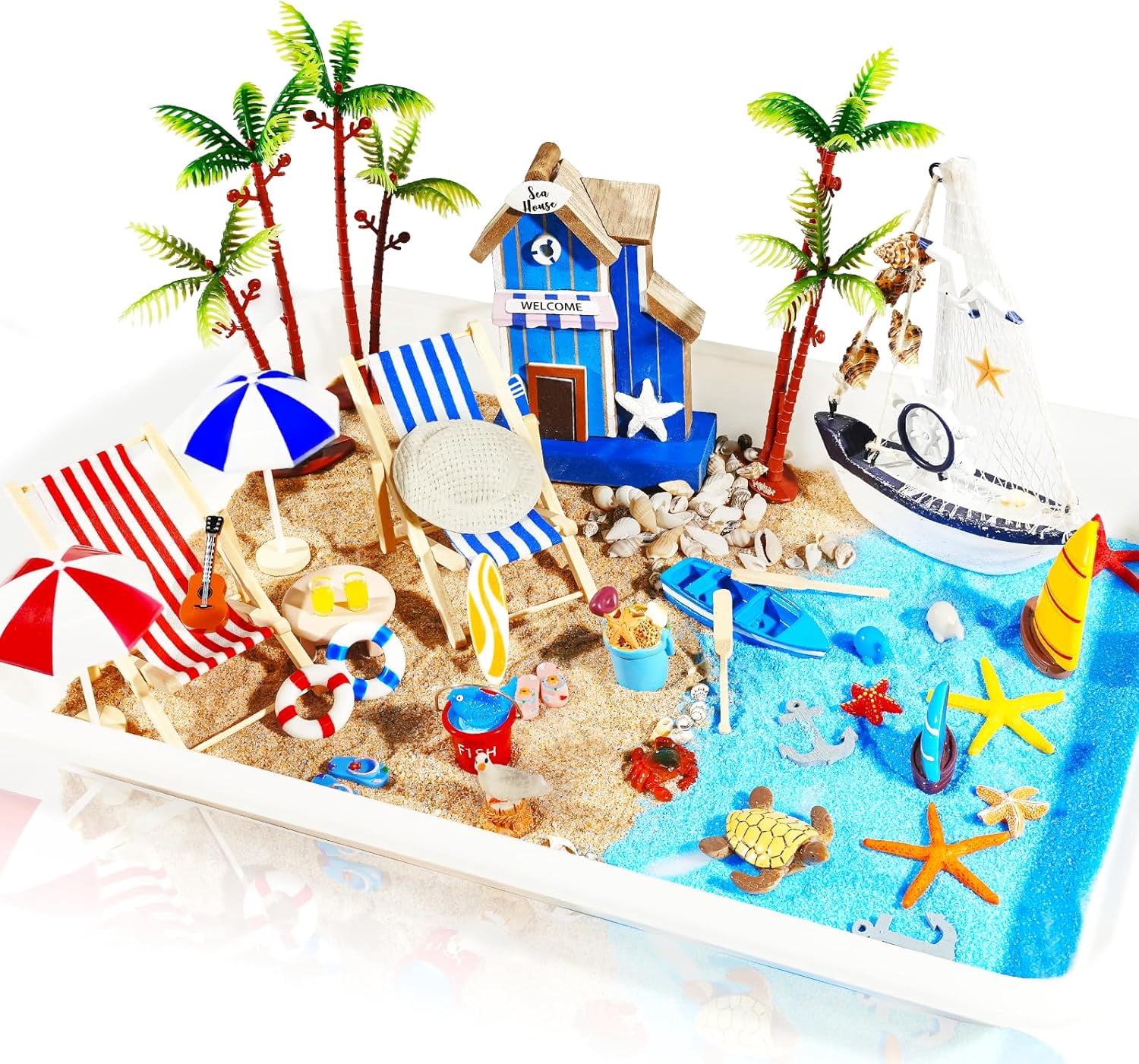 Bbiamsleep 41 Pcs Beach Miniature Decoration Summer Beach Mini Garden ...