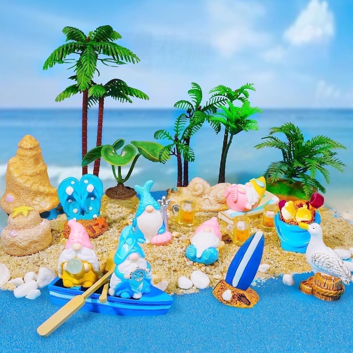 Bbiamsleep 41 Pcs Beach Miniature Decoration Summer Beach Mini Garden ...