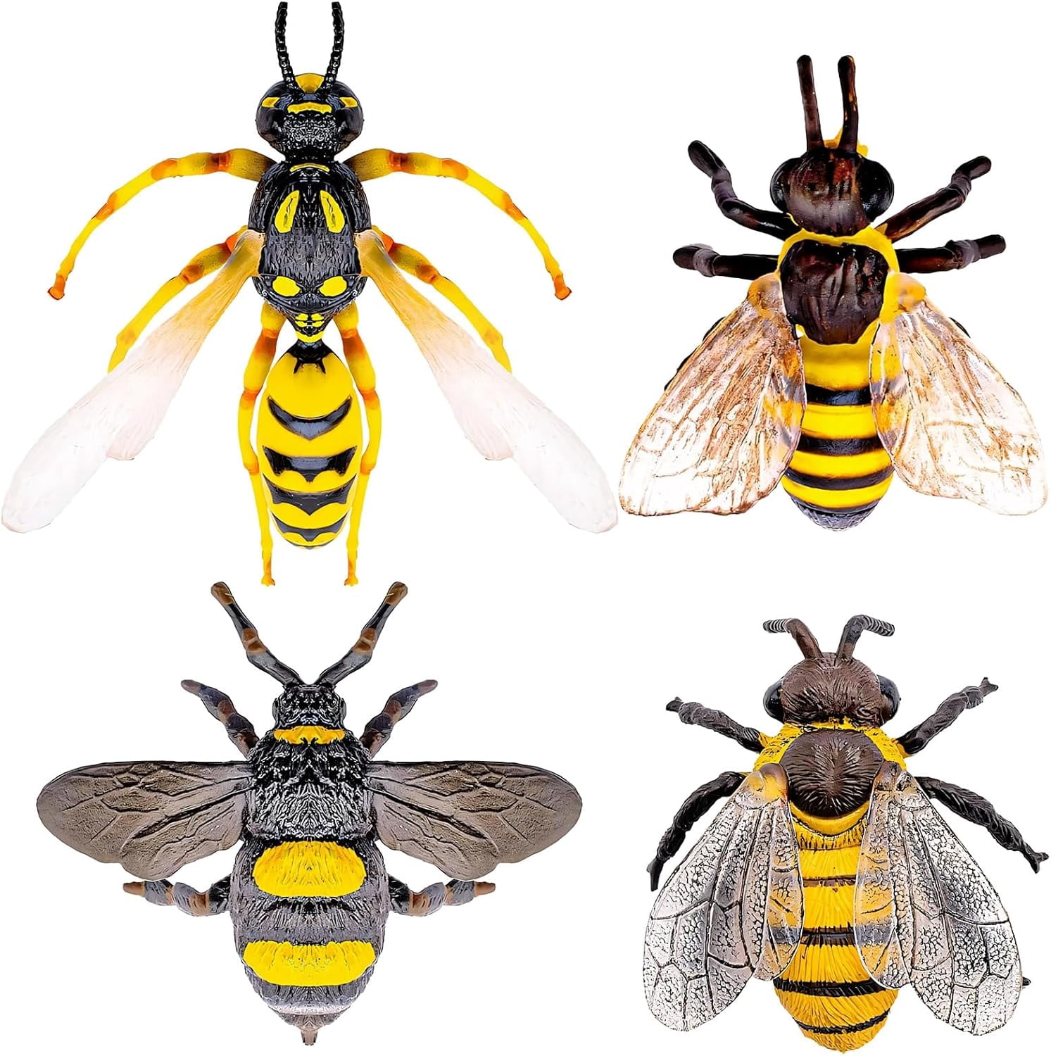 Bbiamsleep 4 Pcs Bee Figurine Set Realistic Bee Figure Honeybee ...