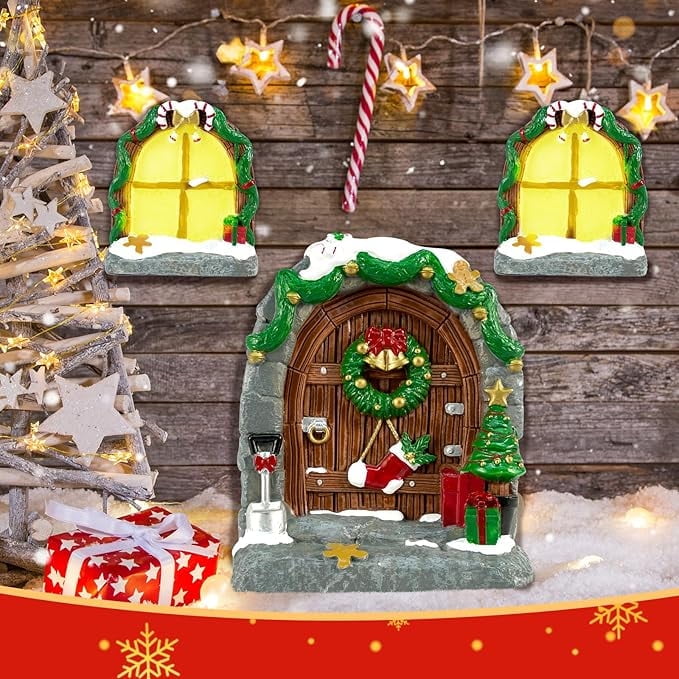 Bbiamsleep Christmas Miniature Fairy Doors Resin Fairy Door and Windows ...