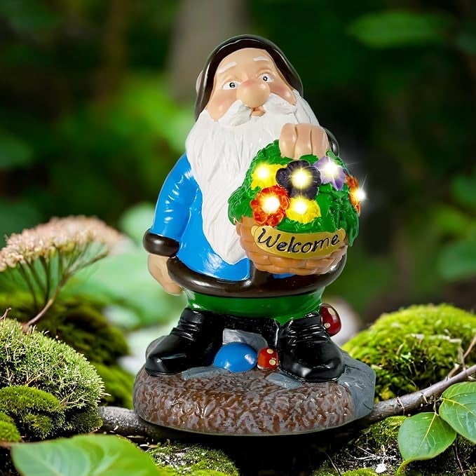 Bbiamsleep Garden Dwarf Lamp Outdoor Resin Gnome Figurine Solar Dwarf ...