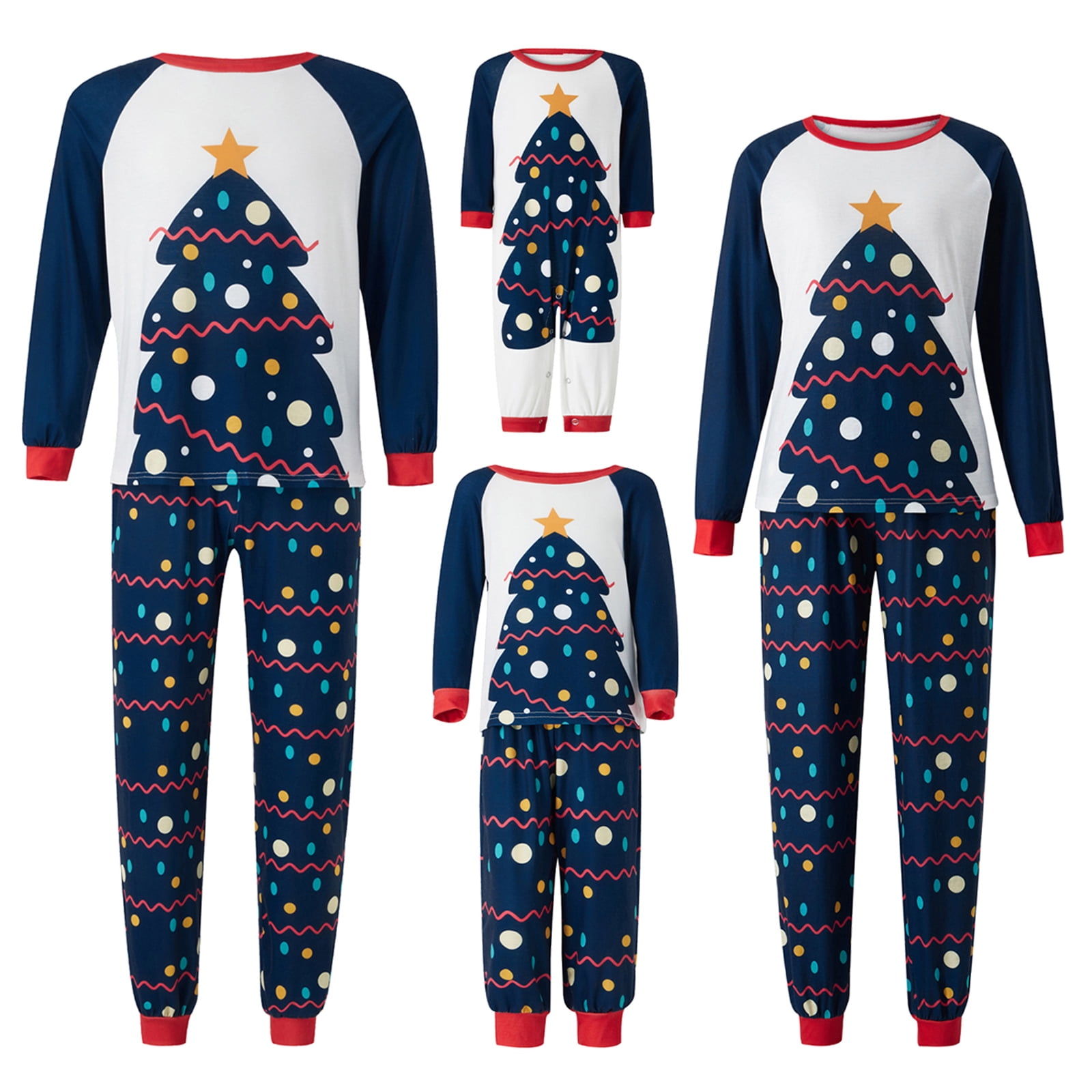 BblyThe Christmas Family Pajamas with Tree Print, Color Matching ...