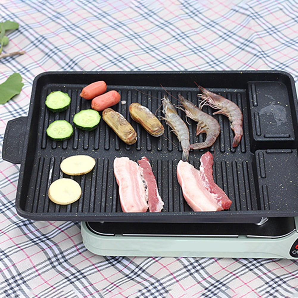 Bbq Grill Pan Plate Portable Non-Stick Coating Stove Cooker Tray ...