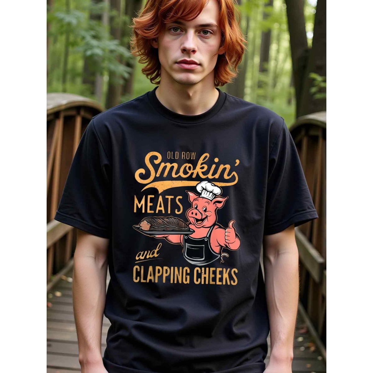 Bbq Pig Chef Smokin Meats T - shirt, 100% Fabric - Walmart.com
