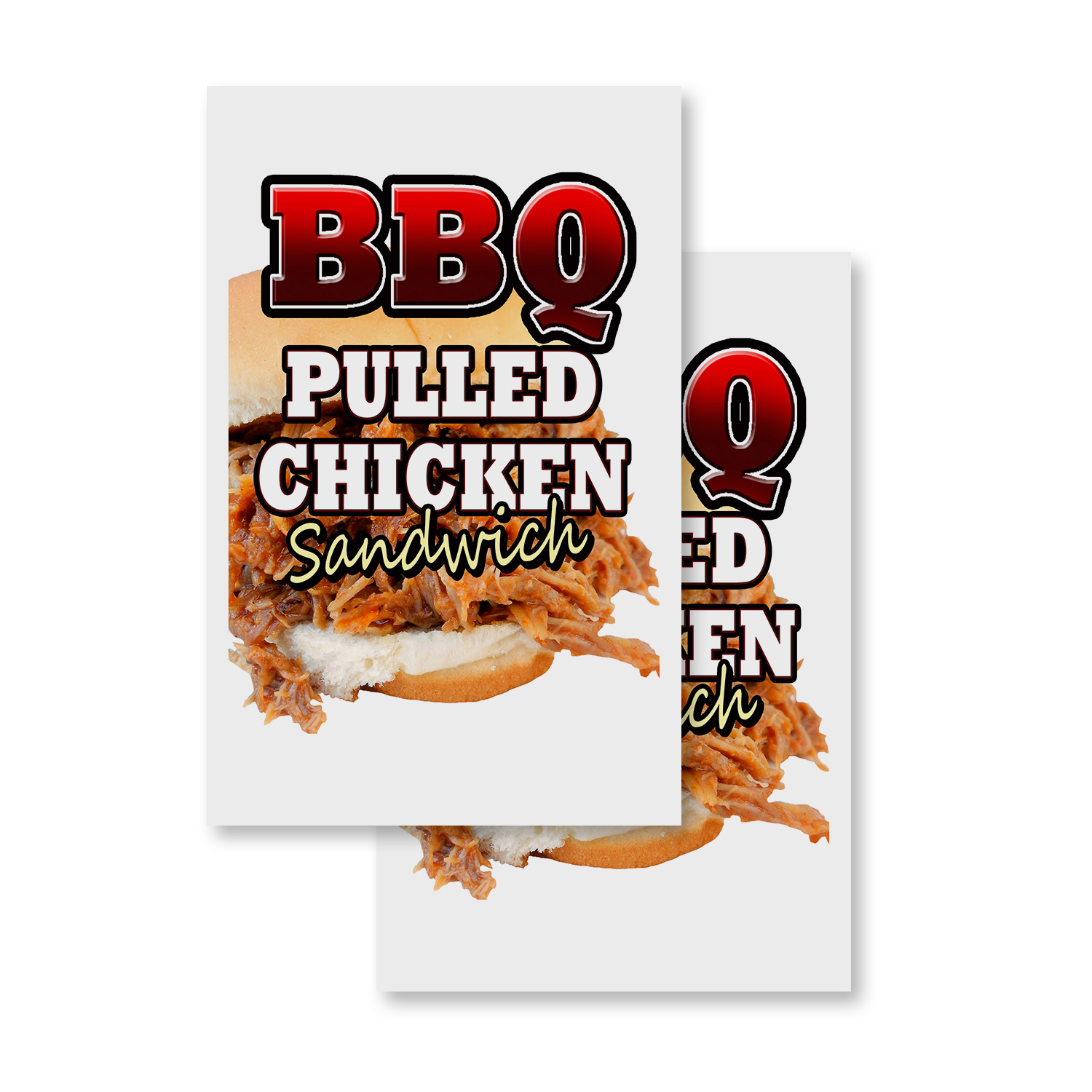 Bbq Pulled Chicken Sandwich (2-PACK) 24" x 36" Vinyl Decals | Sign ...