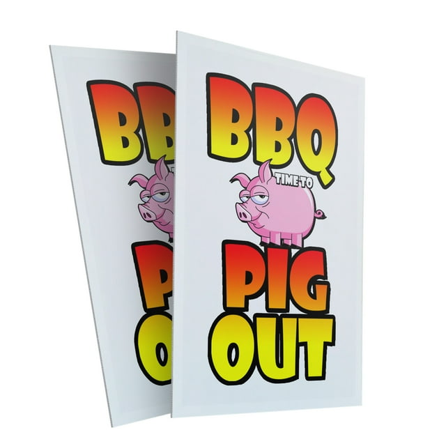 Bbq Time To Pig Out (2-PACK) 24" x 36" Plastic Signs | Sign Insert 4mm ...