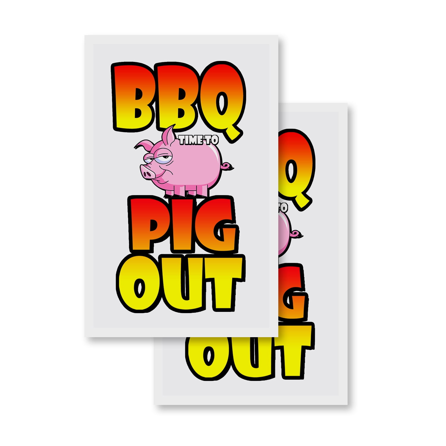 Bbq Time To Pig Out (2-PACK) 24" x 36" Vinyl Decals | Sign Insert Peel ...