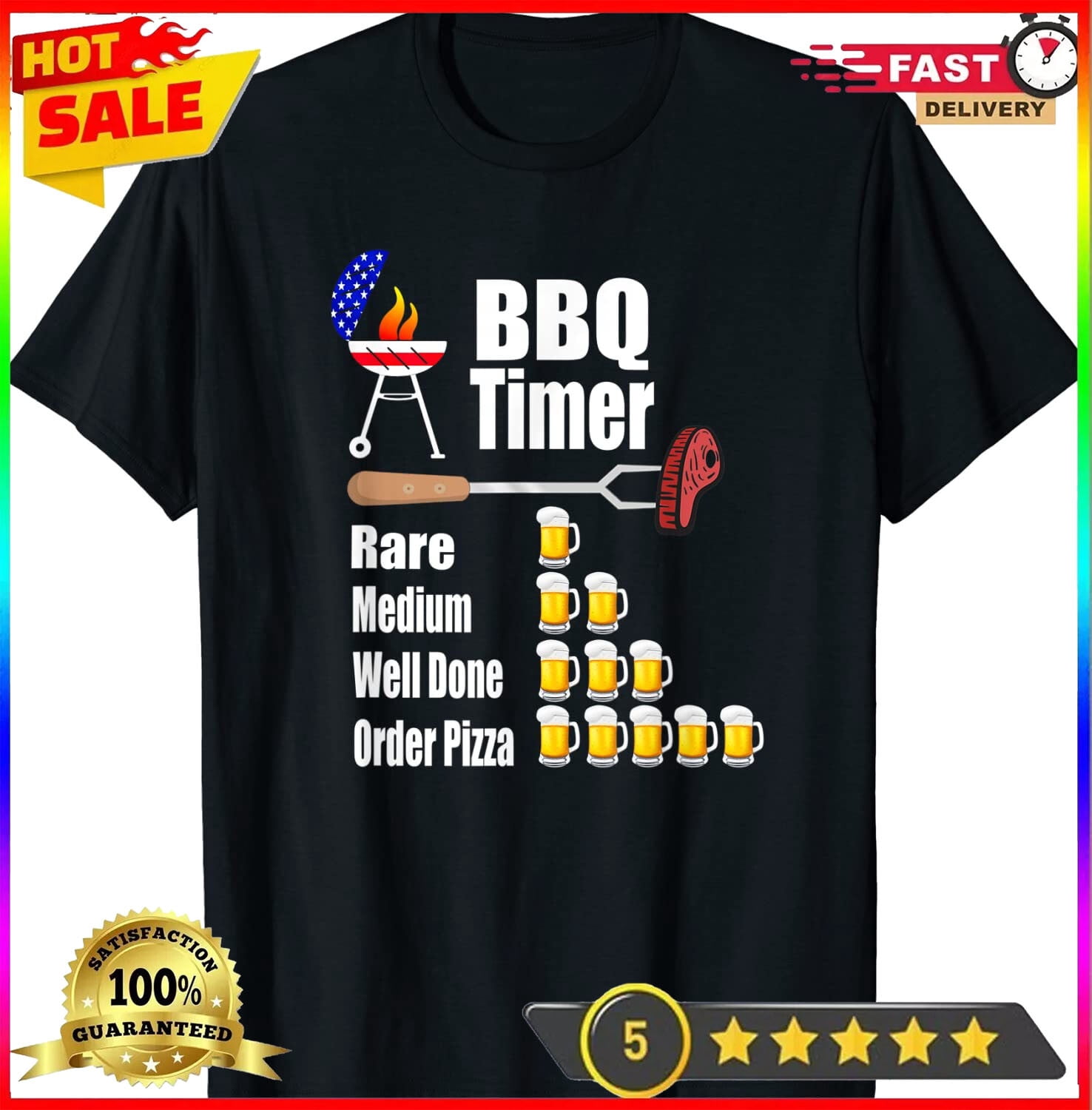 Bbq Timer Barbecue Grill Grilling Design Unisex T-Shirt - Walmart.com