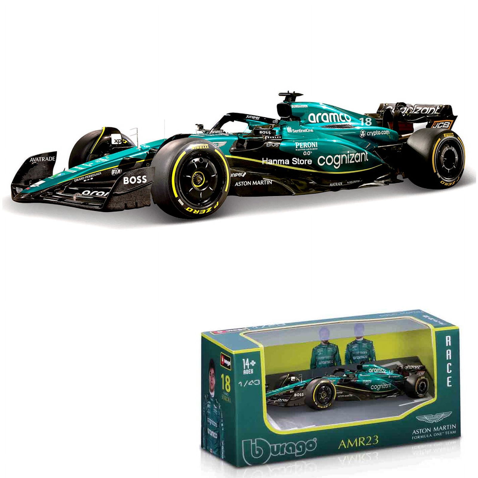 Bburago 1:43 Aston Martin AMR23 Mercedes W14 Red Bull RB19 Miami GP ...