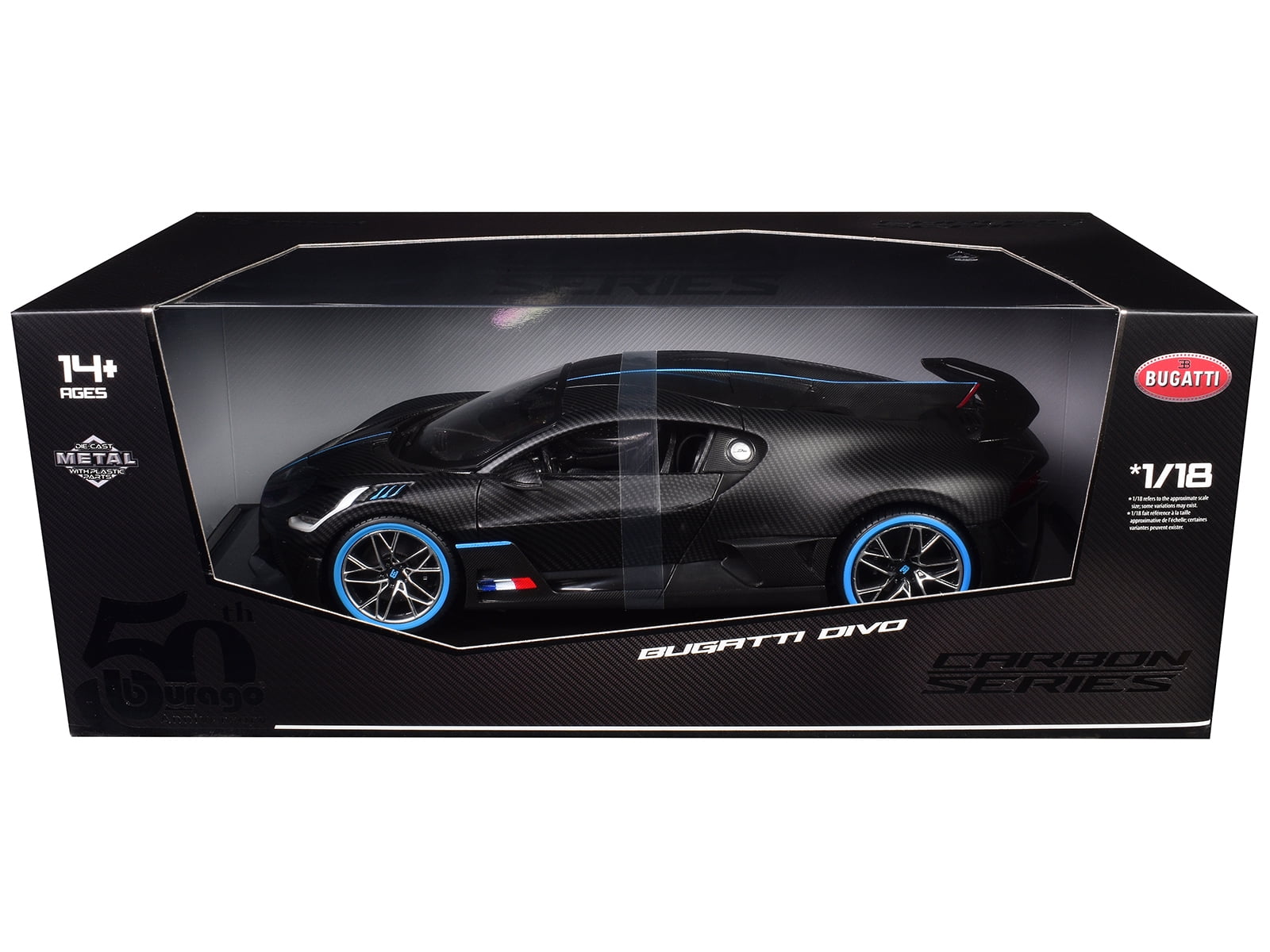 Bugatti Divo Carbon Fiber with Blue Accents "Carbon Series - Bburago ...