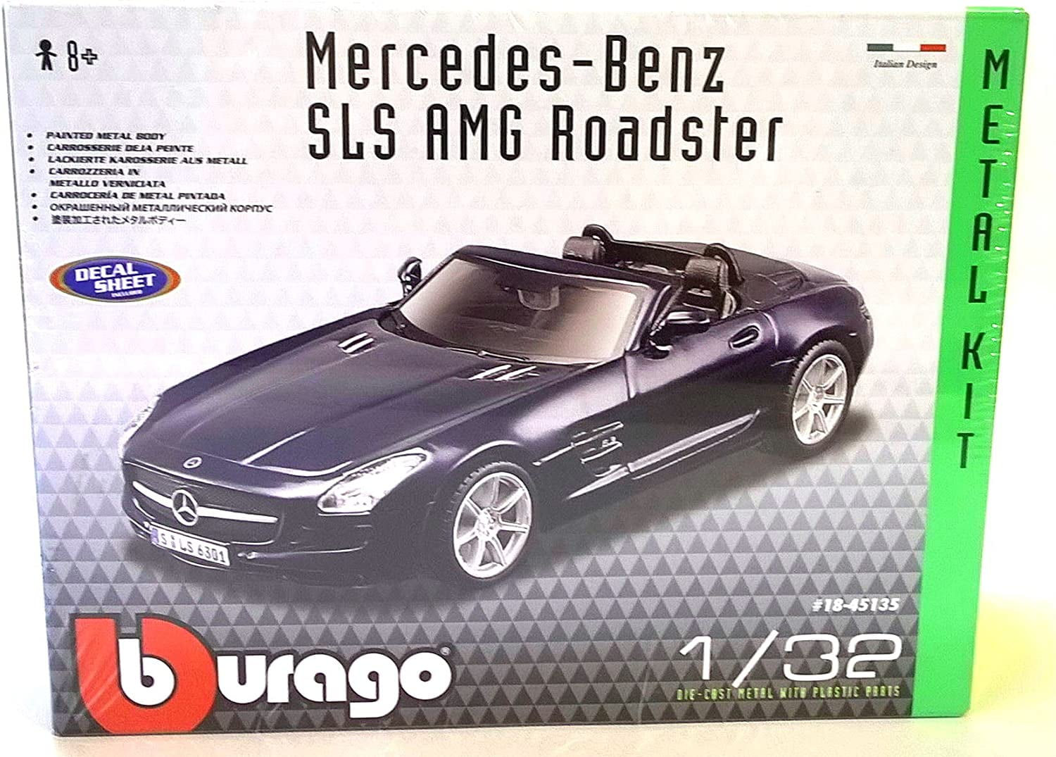 Bburago B18-45135 Mercedes-Benz SLS AMG Roadster Model Kit, 1:32 Scale ...