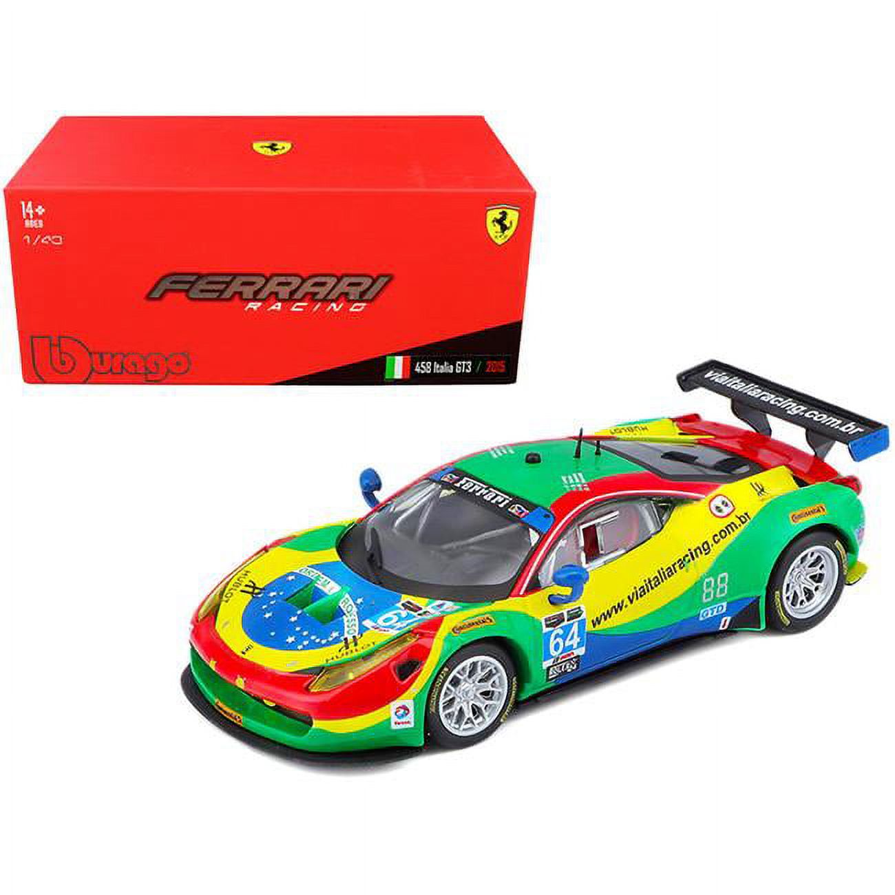 Bburago Ferrari 458 Italia GT3 No.64 A. Bertolini - F. Longo, D. Serra ...