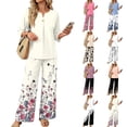 Bbyeadc 2 Piece Sets for Women Summer 3/4 Sleeve V Neck Button Tops ...