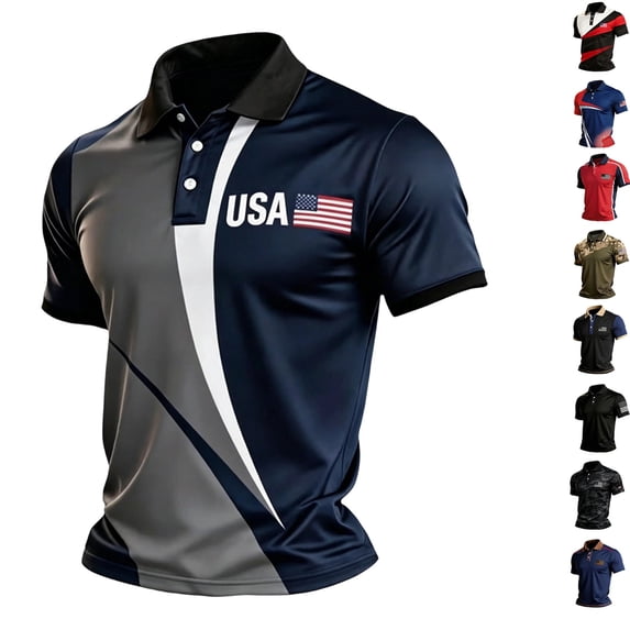 Bbyeadc 250th Anniversary Men's Golf Shirt Moisture Wicking Top 4th of ...