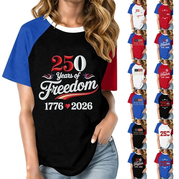 Bbyeadc 250th Anniversary USA Summer Shirt for Women American Flag ...