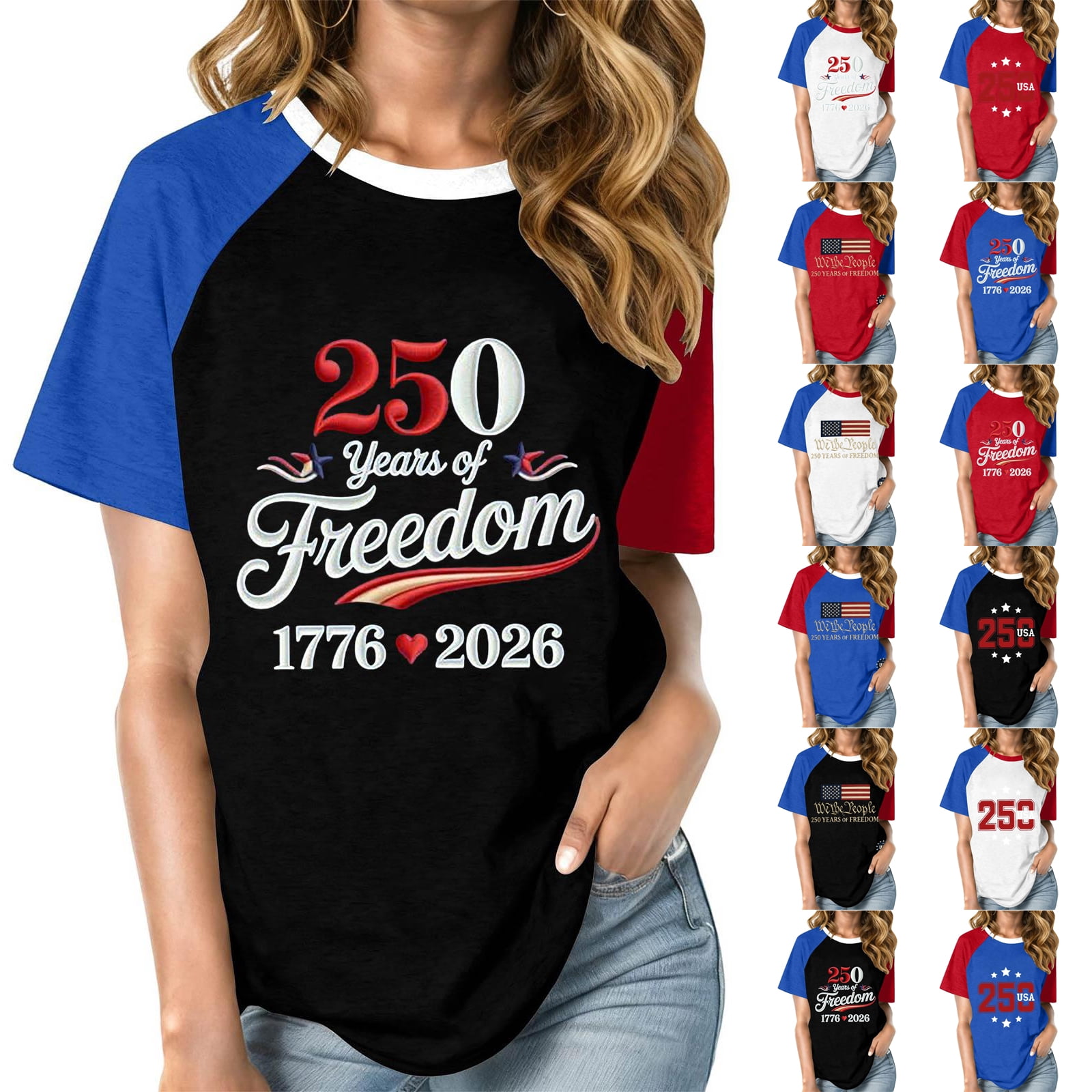 Bbyeadc 250th Anniversary USA Summer Shirt for Women American Flag ...