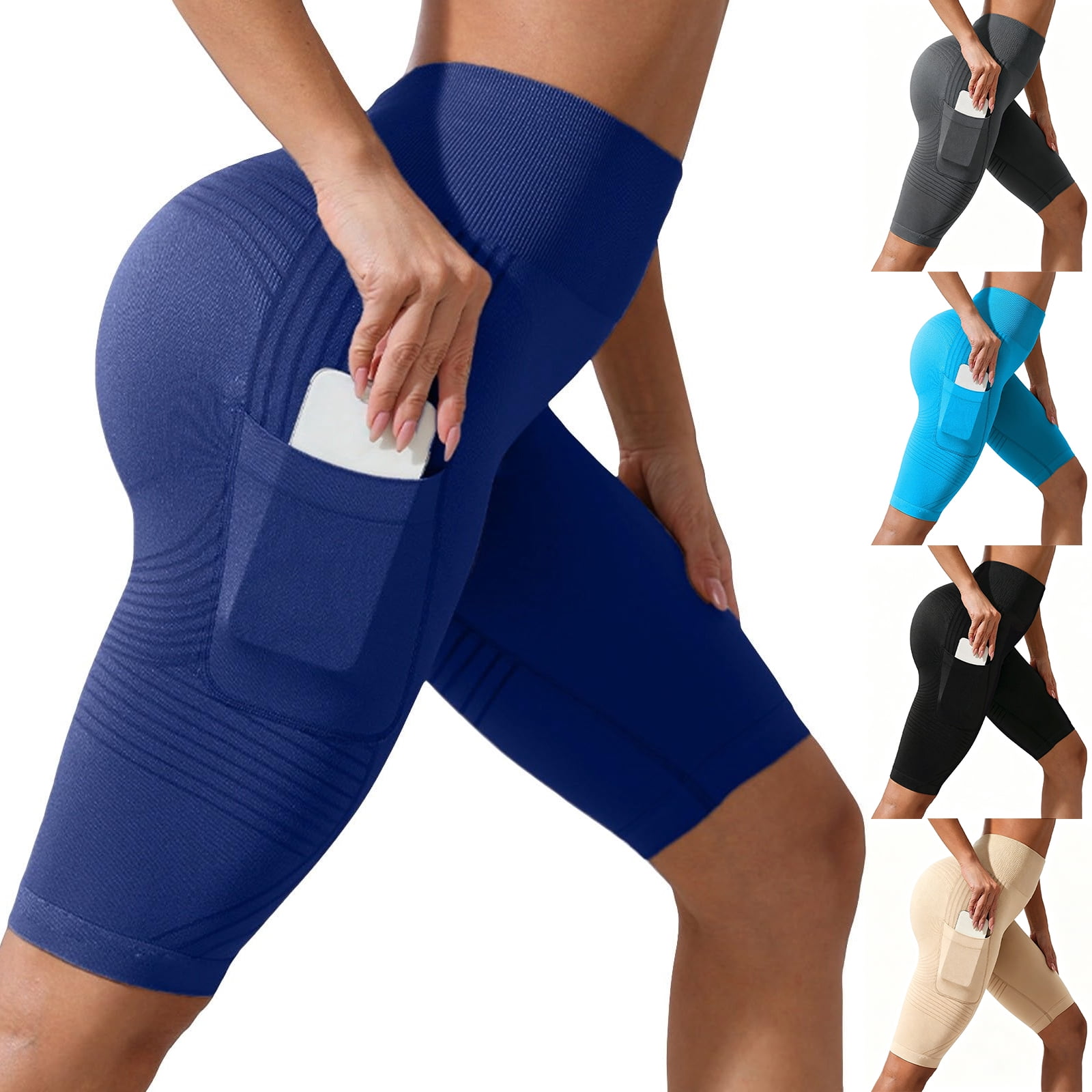 Bbyeadc Athletic Shorts for Women with Side Pockets Tummy Control Butt ...