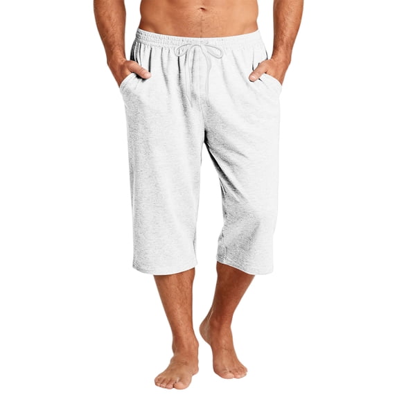 Bbyeadc Capris for Men Straight Leg Breathable Bottoms Loose Drawstring ...