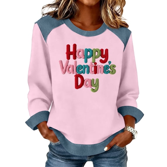 Bbyeadc Denim Shirt Women Long Sleeve Top Knit Denim Collar Patchwork ...