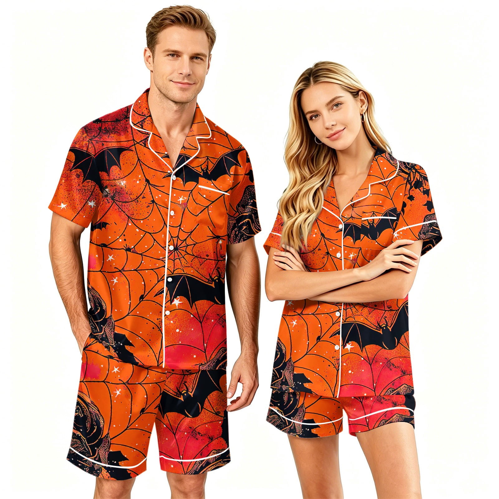 Bbyeadc Halloween Pajamas for Women Starry Themed Print Short Sleeve ...