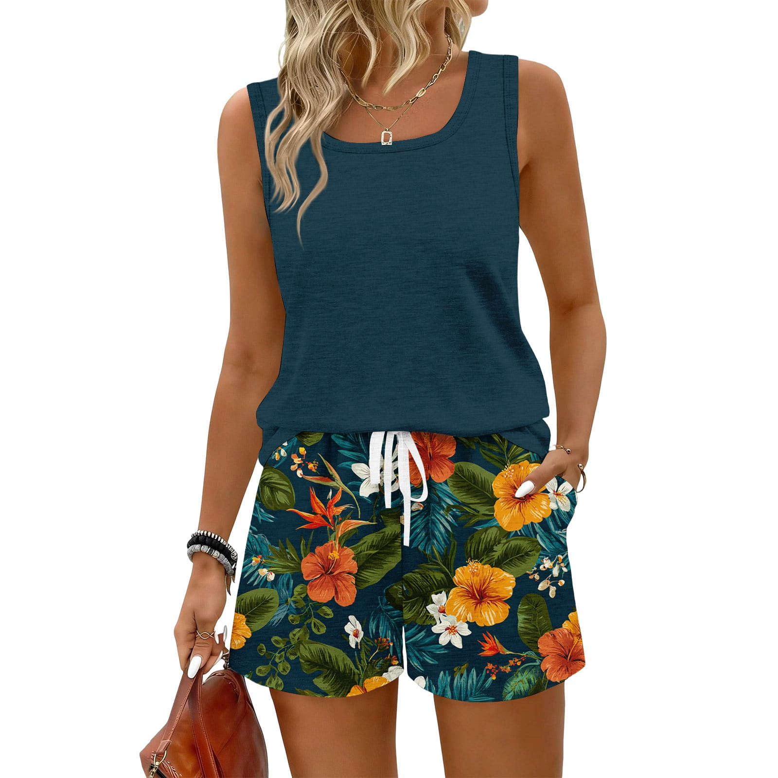 Bbyeadc Hawaiian Outfits For Women Summer 2 Piece Sets Summer Beach ...