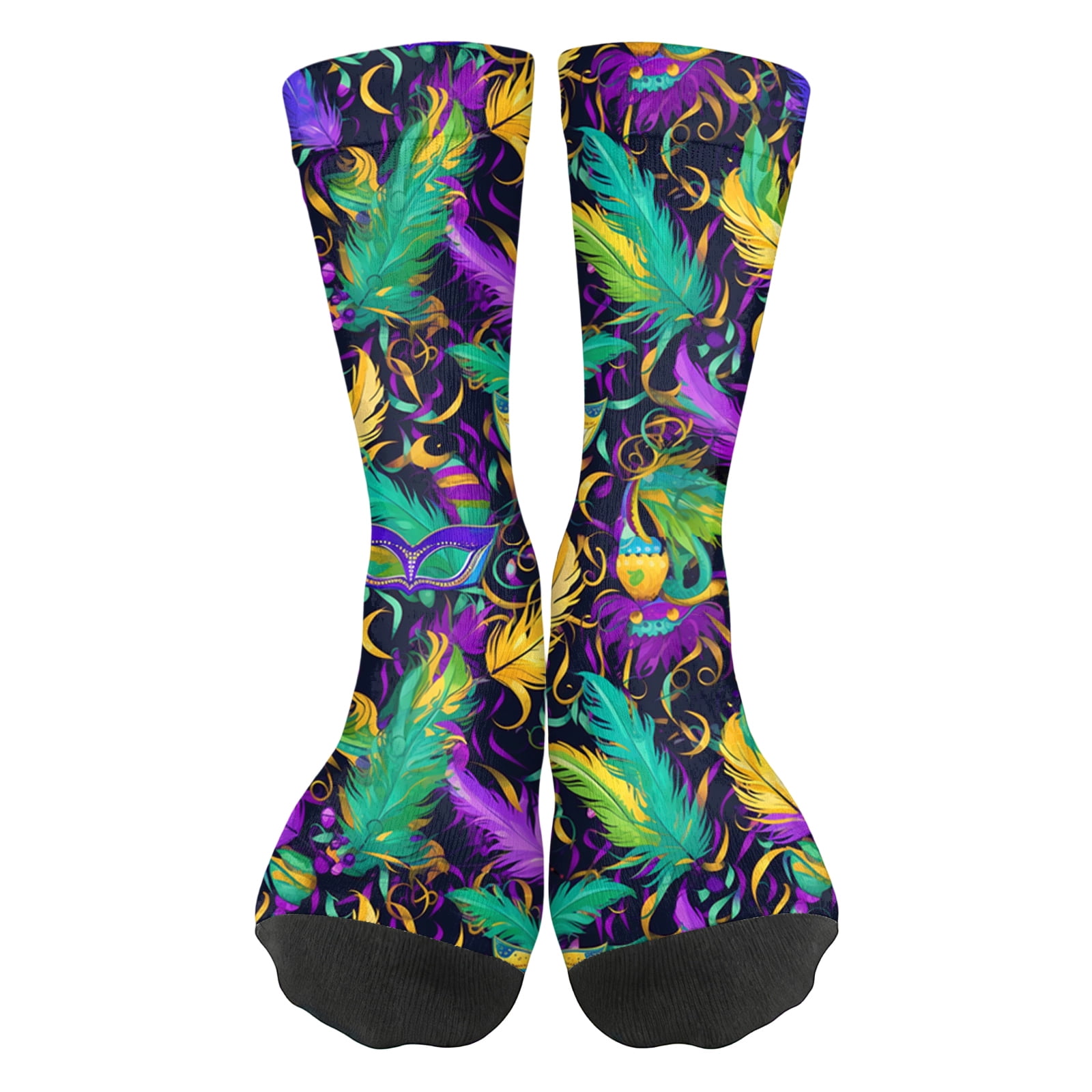 Bbyeadc Mardi Gras Warm Socks for Women Thickened Carnival Mask Pattern ...