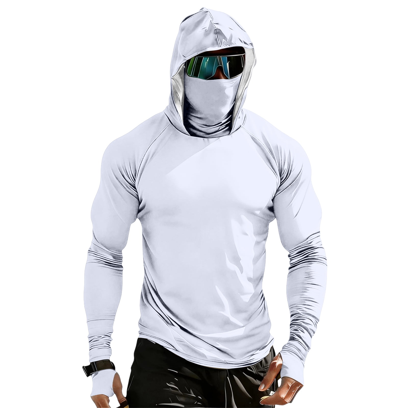 Bbyeadc Men's Outerwear UV Guard Hooded Tops With Facial Cover UPF 50 ...