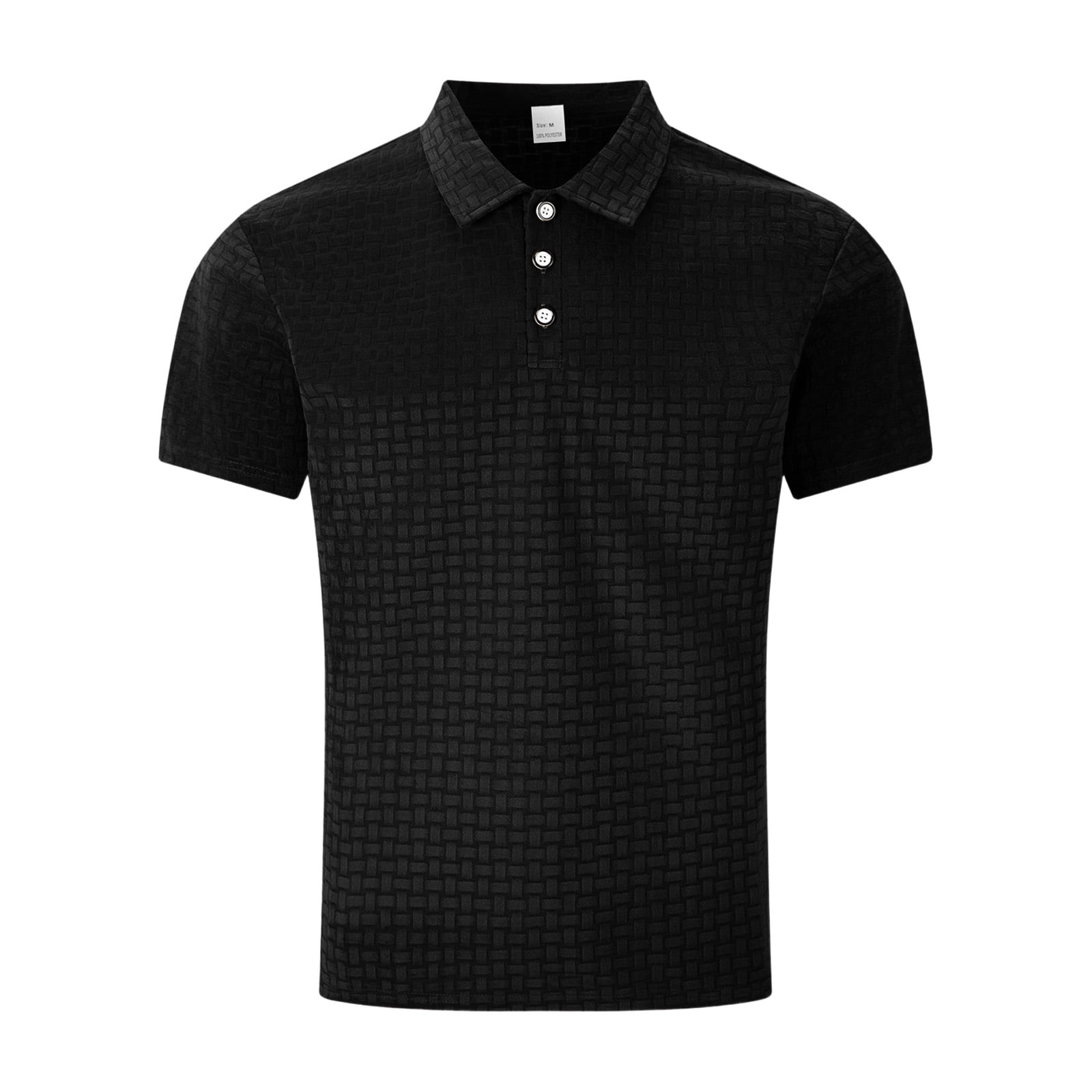 Bbyeadc Men's Polo Shirts Short Sleeve Knit Plaid Jacquard Business ...