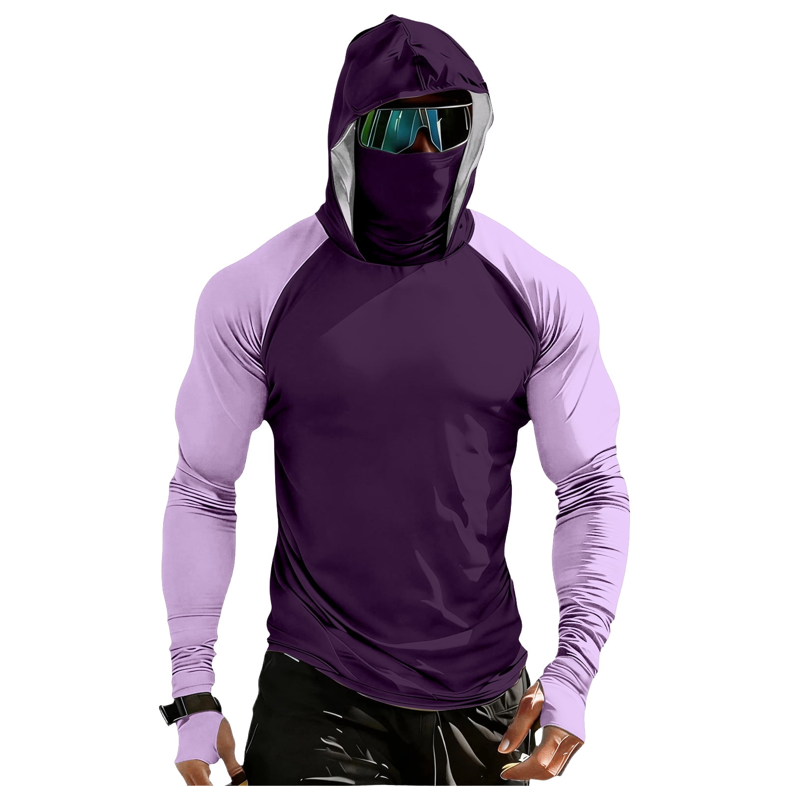 Bbyeadc Men's Sun Block Apparel UPF 50+ With Face Shield Hooded Tops ...