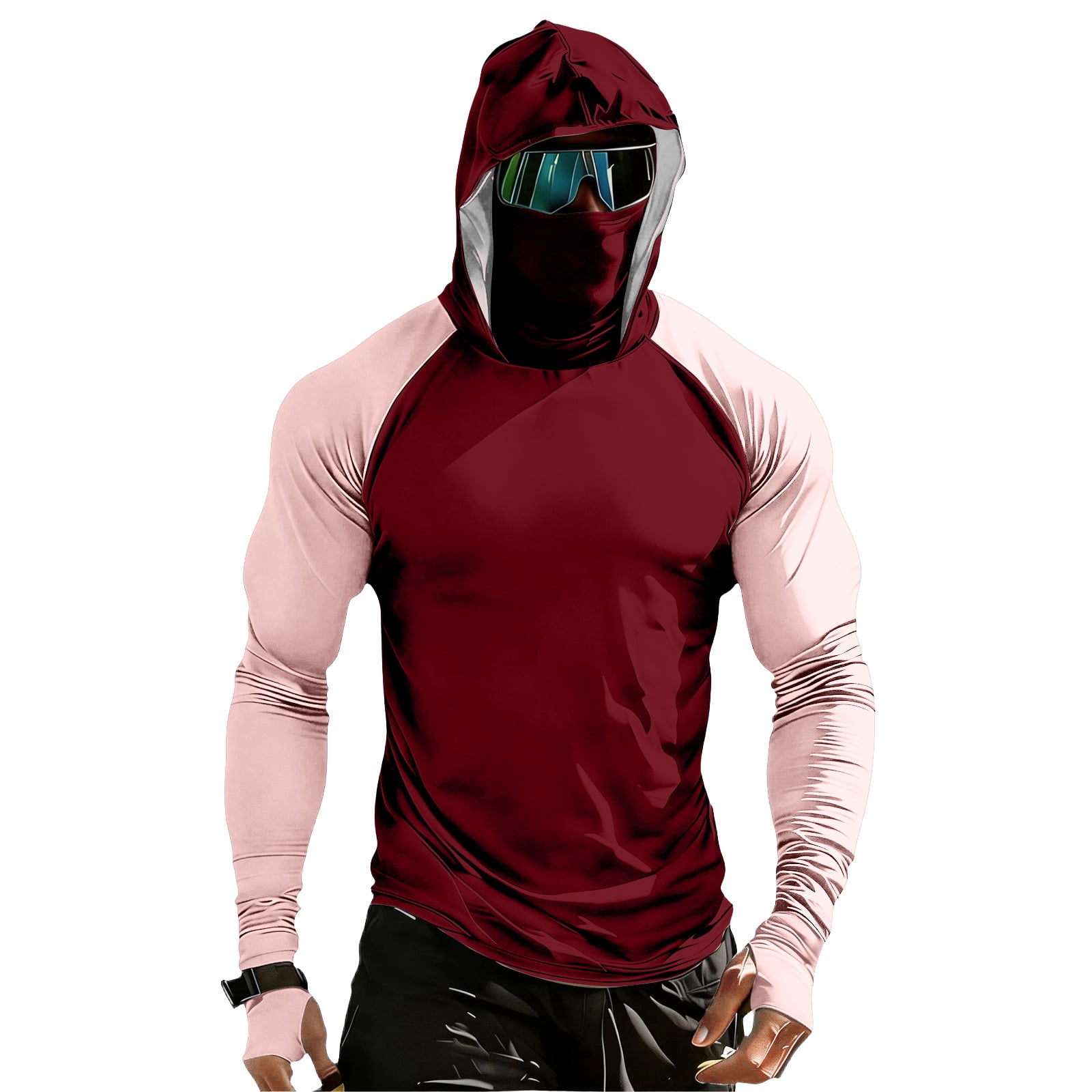 Bbyeadc Men's Sun Block Apparel UPF 50+ With Face Shield Hooded Tops ...