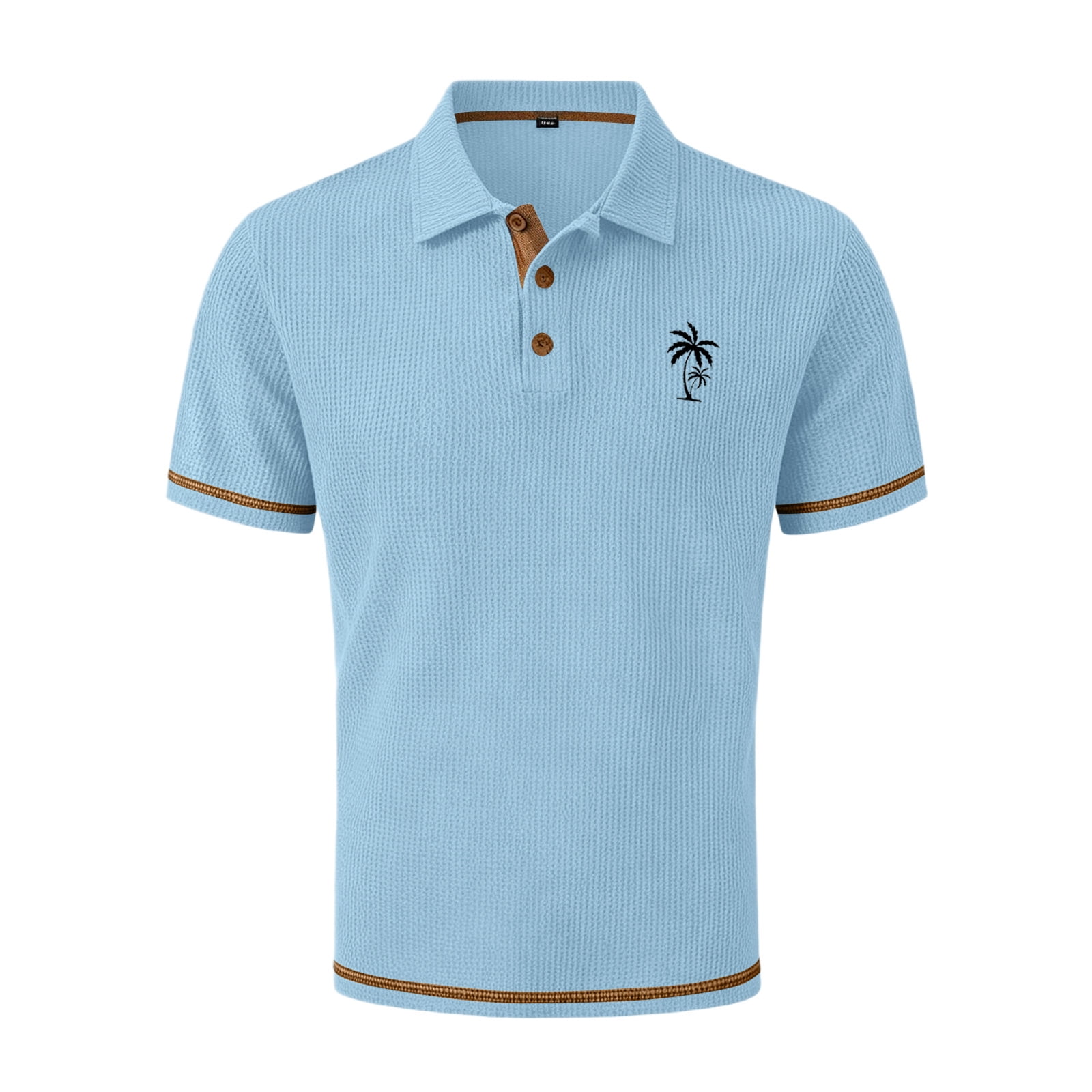 Bbyeadc Mens Polo Shirt Short Sleeve Vacation Button Palm Tree Print ...