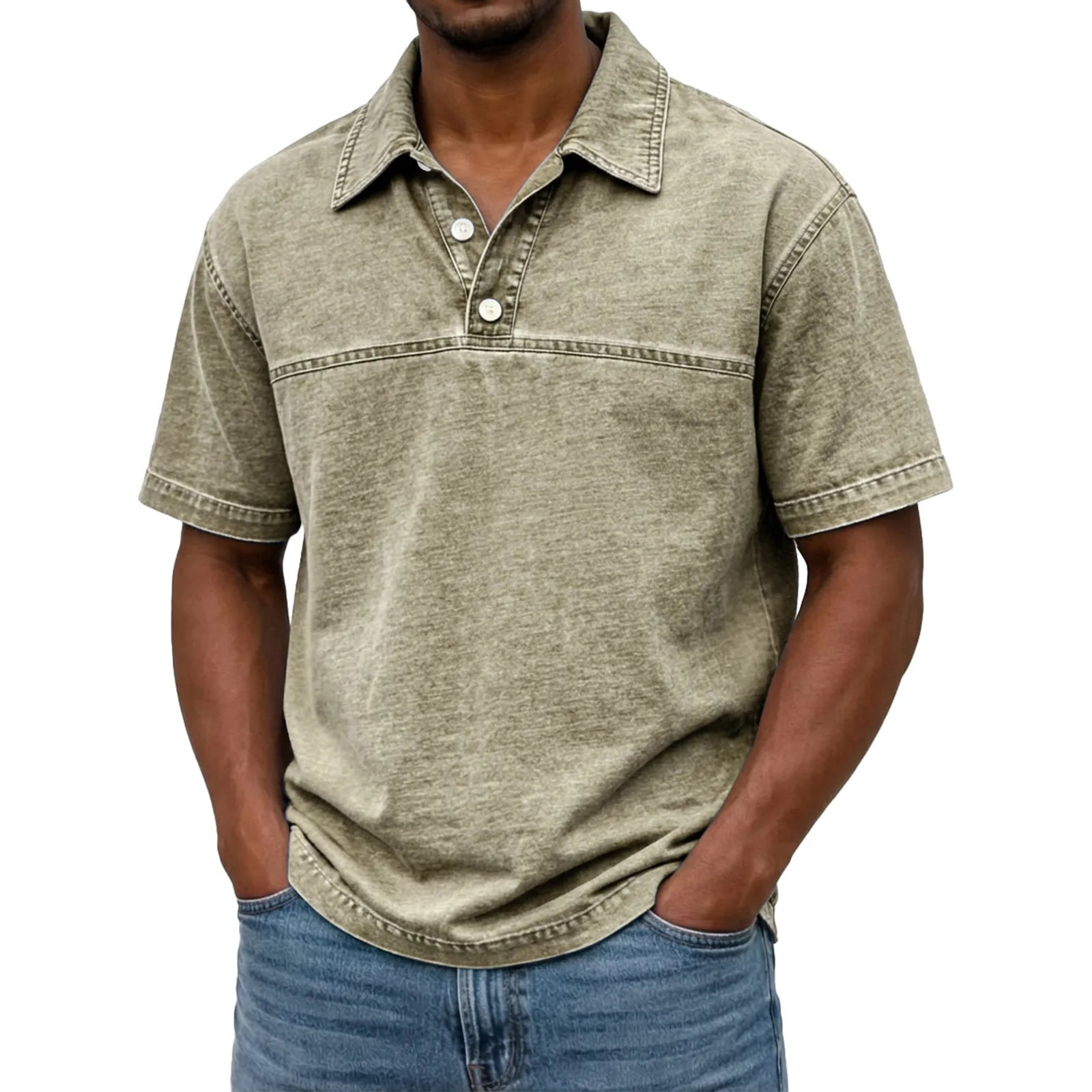 Bbyeadc Mens Polo Shirts Short Sleeve Acid Wash Polo Shirt Stretch ...