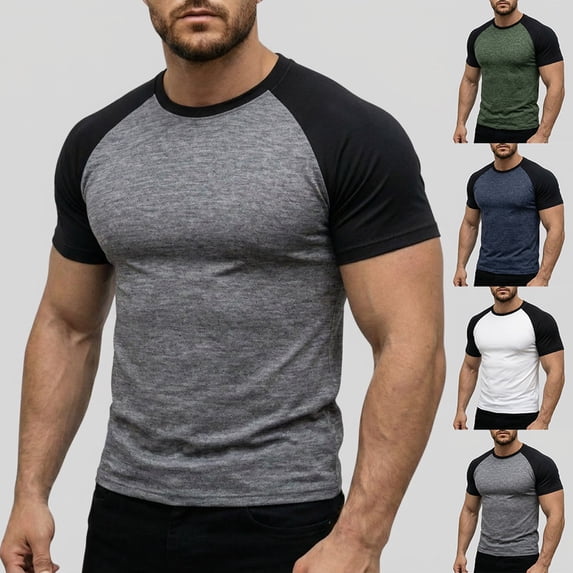 Bbyeadc Mens T-shirt Casual Slim Fit Raglan Short Sleeve Crewneck ...