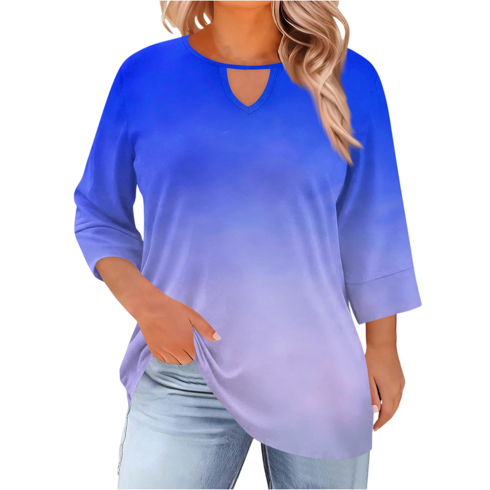 Bbyeadc Oversize Blouses for Women Dressy Casual 3/4 Length Sleeve ...