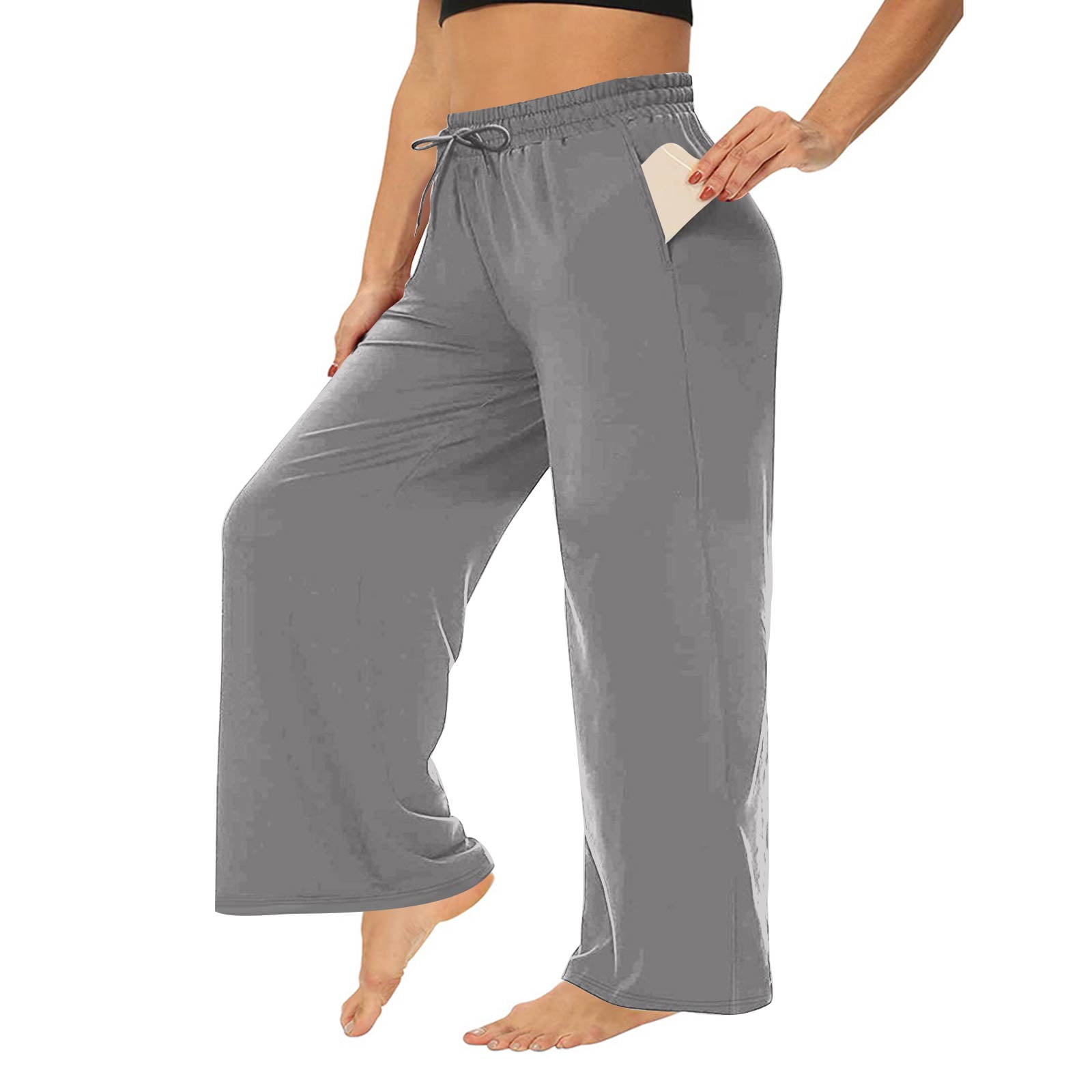 Bbyeadc Palazzo Pants for Women Wide Leg Drawstring Trousers Trend High ...