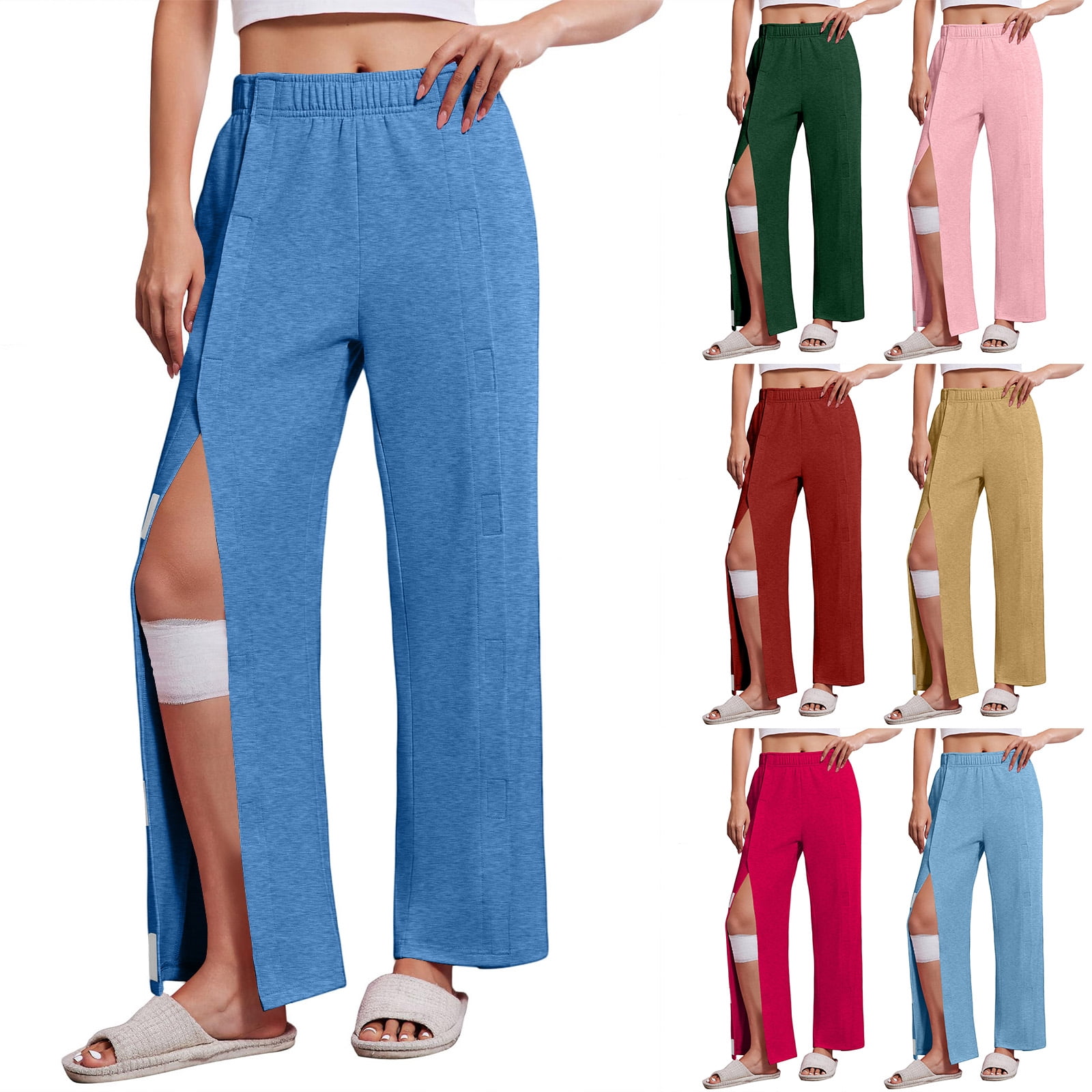 Bbyeadc Post Surgery Pants for Women Tear Away Side Split Easy Full ...