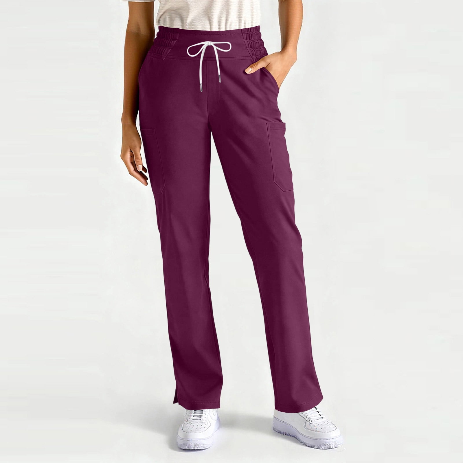 Bbyeadc Scrub Pants for Women Straight Leg Nursing Uniform Drawstring ...