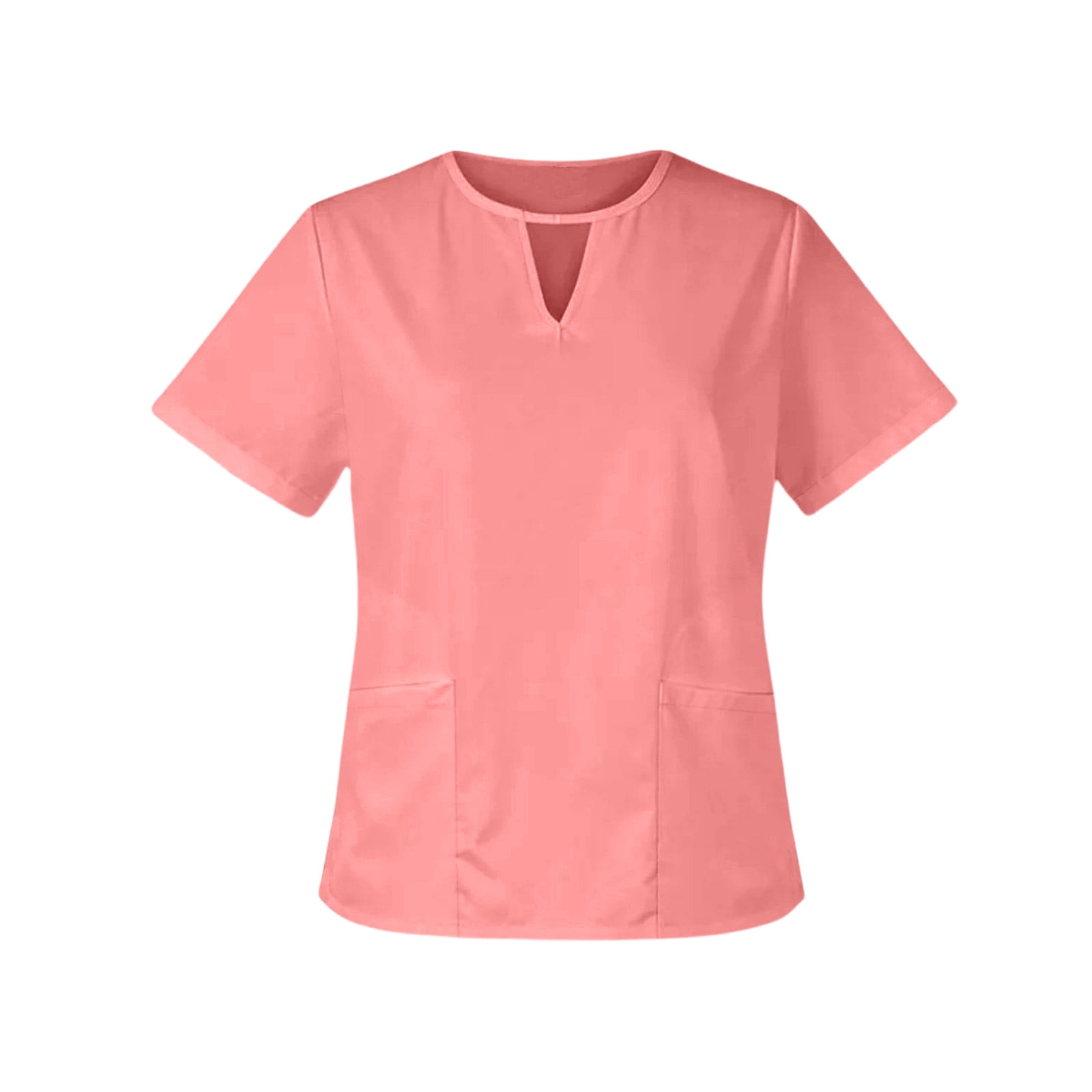 Bbyeadc Scrub Tops Women Shorts Sleeve Keyhole Neck Nurse Shirt Solid ...