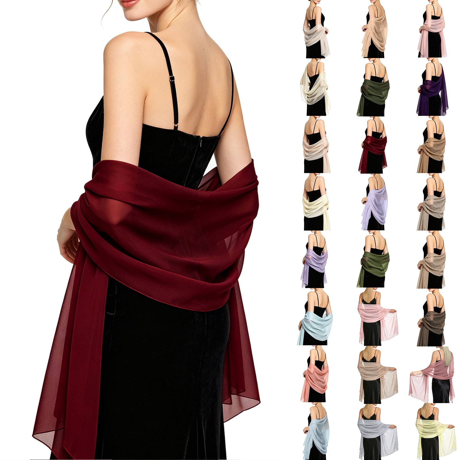 Bbyeadc Shawls for Evening Dresses Sheer Chiffon Women Elegant Soft ...